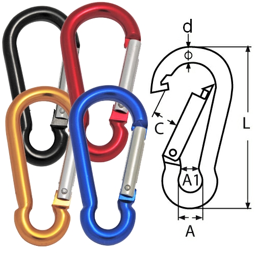 Aluminium Snap Hook in different colours | Carabiner Hooks | Aluminium ...