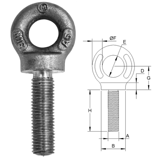 Longshank Collared Eye Bolts | Self Colour | Steelgear