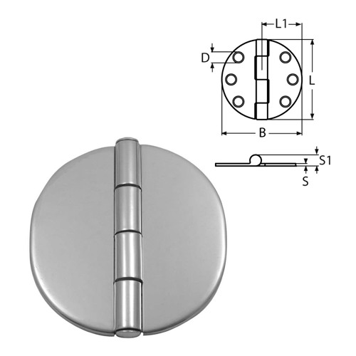 Covered Hinge Rounded | Stainless Steel | Steelgear