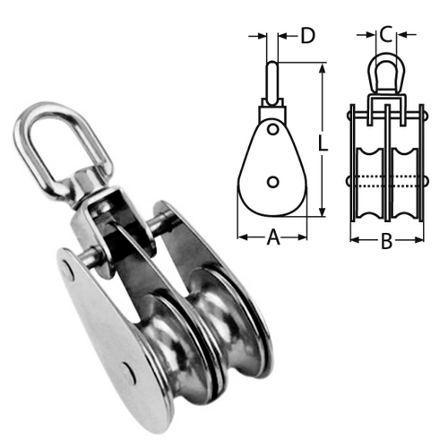 Double Pulley Block | Stainless Steel | Steelgear