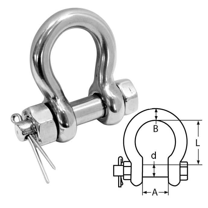 Bow shackle forged load rated | Stainless Steel | Steelgear