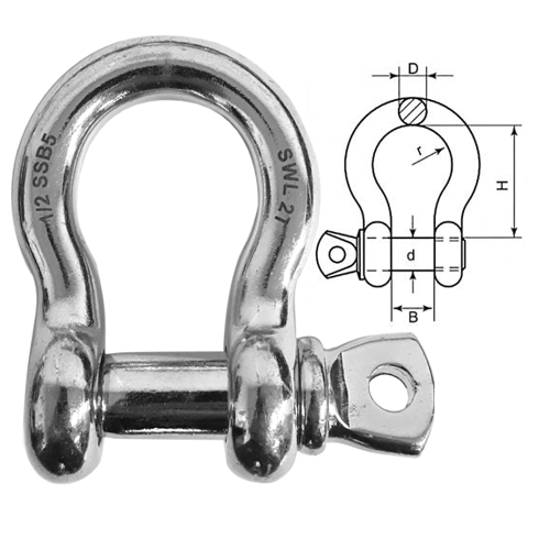 Bow Shackle - LOAD RATED | stainless steel | steelgear