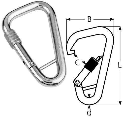 Spring Hook with Lock Nut and Bar | Carabiner Hooks | Stainless Steel ...