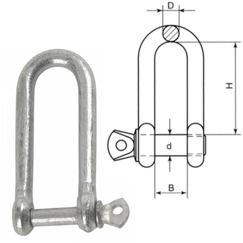 Long Dee Shackle | Zinc Plated | Steelgear