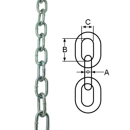 Straight Link Chain | Zinc Plated | Steelgear